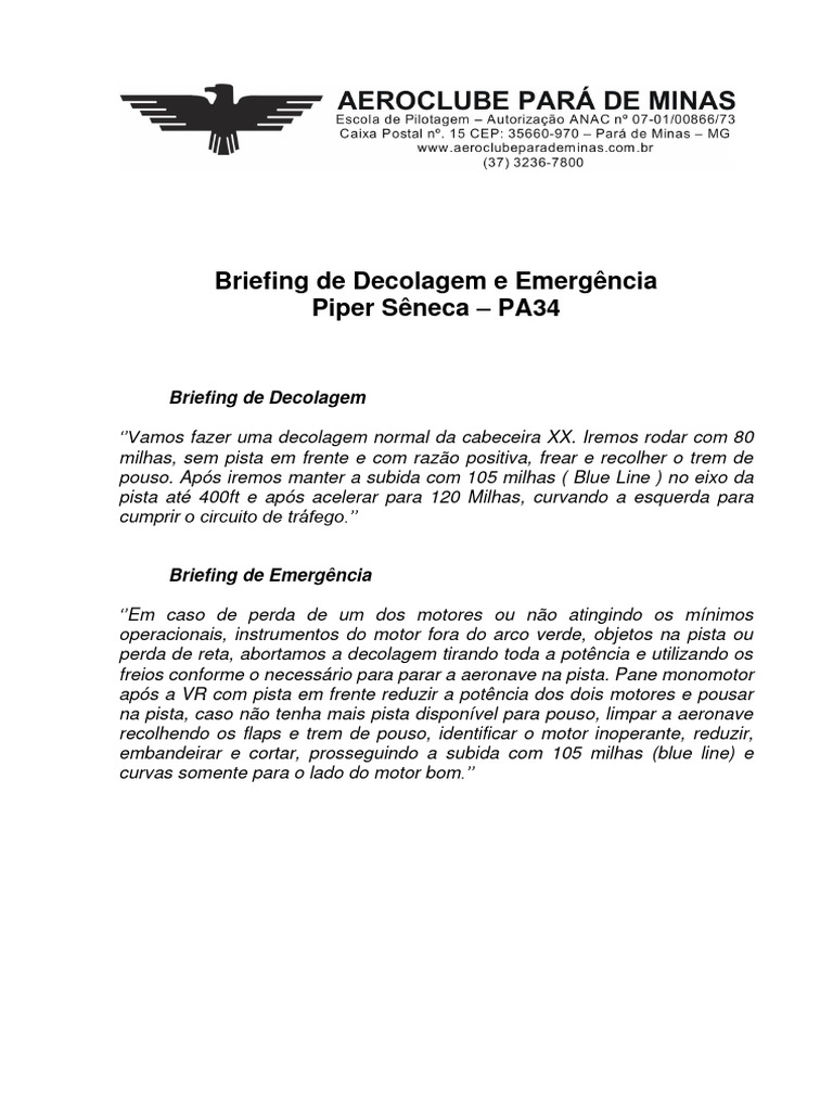 Briefing de Decolagem e Emergencia | PDF | Tecnologia e Engenharia