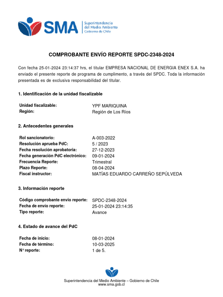 Comprobante Envio Reporte 20240125231441 | PDF | Ingeniería Ambiental | Ciencia medioambiental