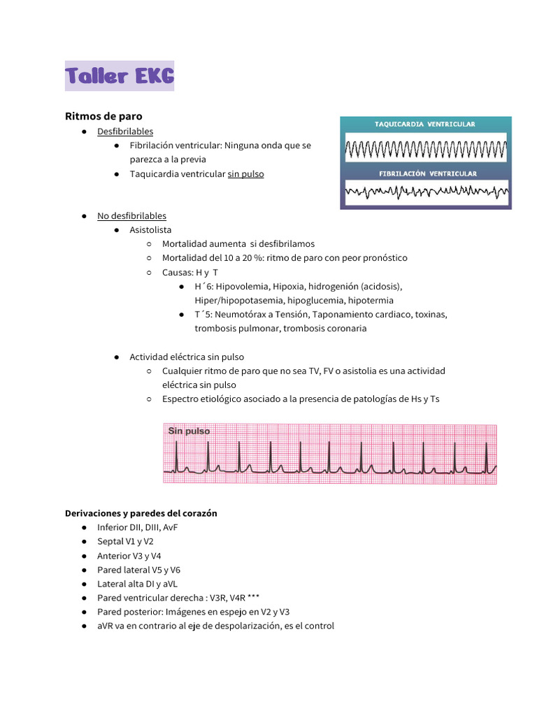 Taller EKG | Descargar gratis PDF | Electrocardiografia | Especialidades Medicas