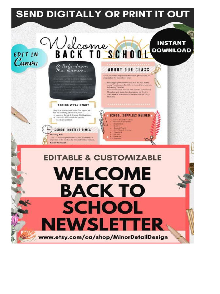 Welcome Back Newsletter | PDF