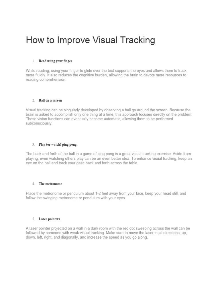 How To Improve Visual Tracking - Dyslexia | PDF | Visual Perception | Eye