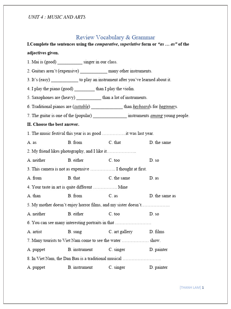 Review Vocabulary and Grammar Unit 4 | PDF | Charlie Chaplin | Daniel Defoe