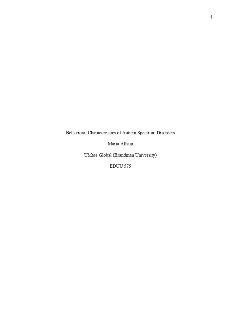 Behavioral Characteristics of Asd Paper - Allsup Maria | PDF | Autism ...