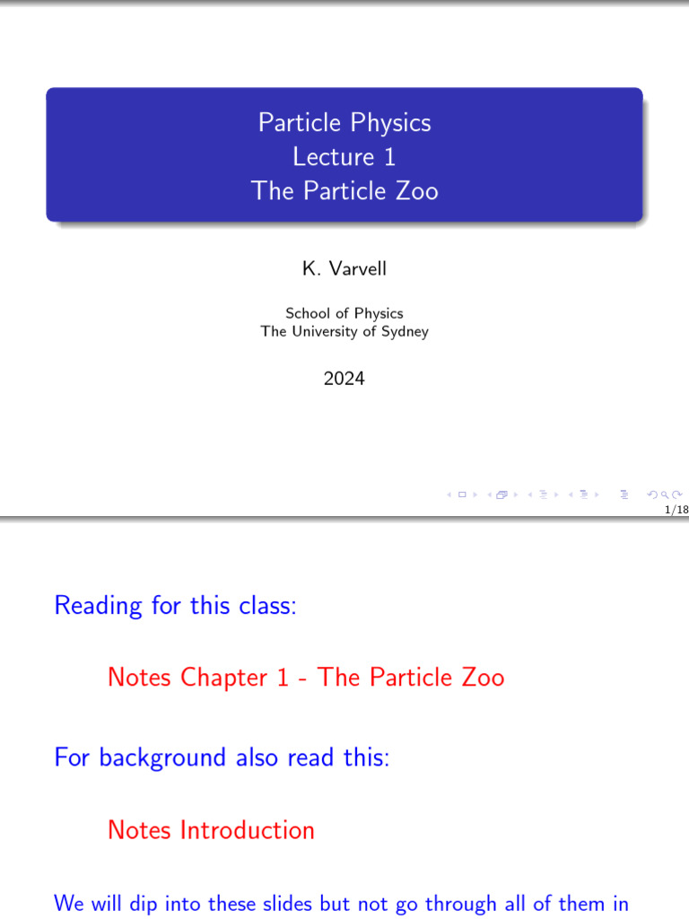 Pp 2024 Lecture 1 Slides | PDF | Particle Physics | Applied And ...