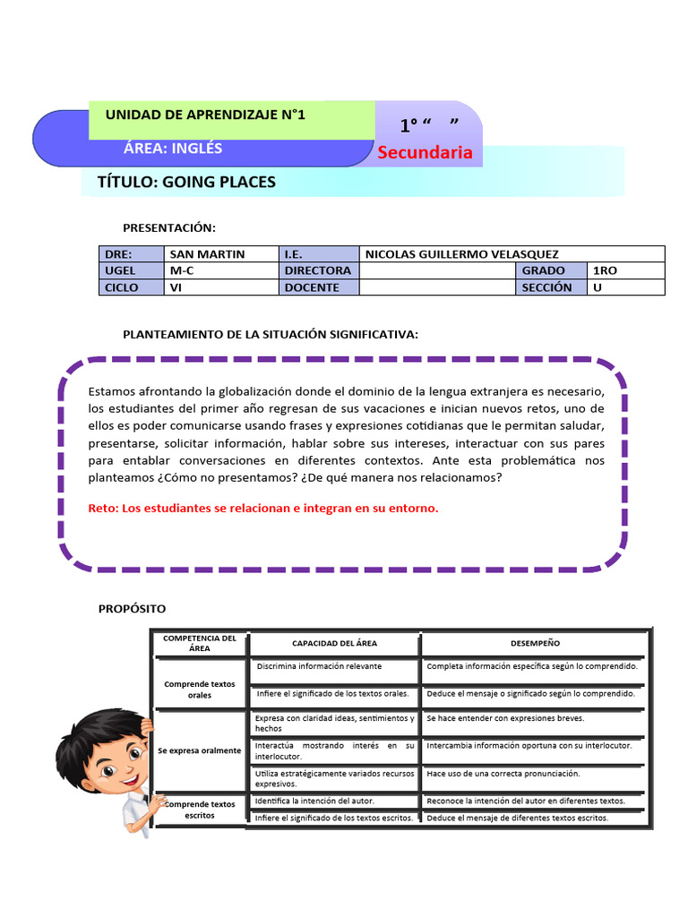 Unidad 1 - 1er Año | PDF | Enseñando | Modificación de comportamiento
