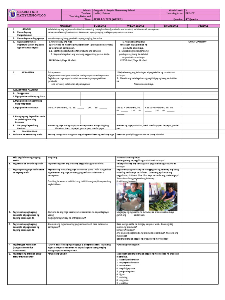 Grade 5 DLL EPP 5 Q4 Week 1 | PDF