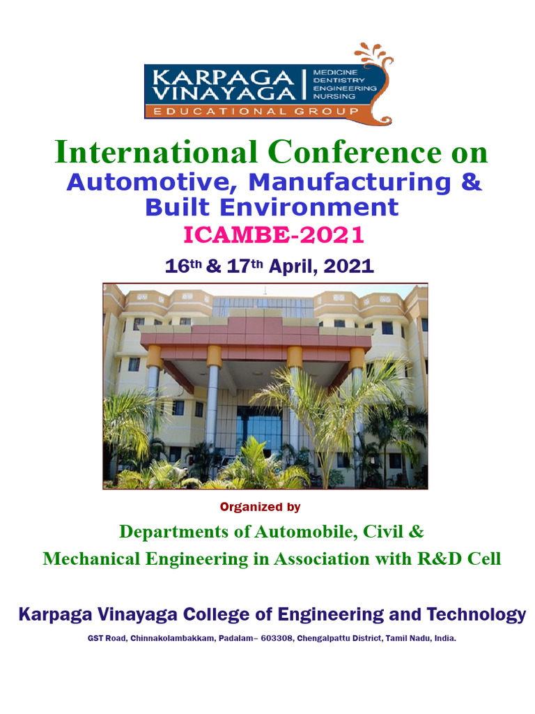Icambe-2021 Kvcet | PDF | Tamil Nadu | Engines