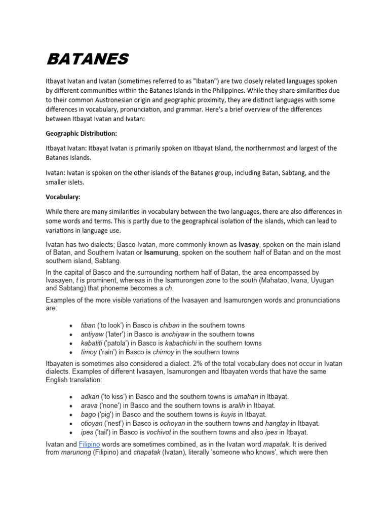 BATANES | Download Free PDF | Linguistics | Phonetics