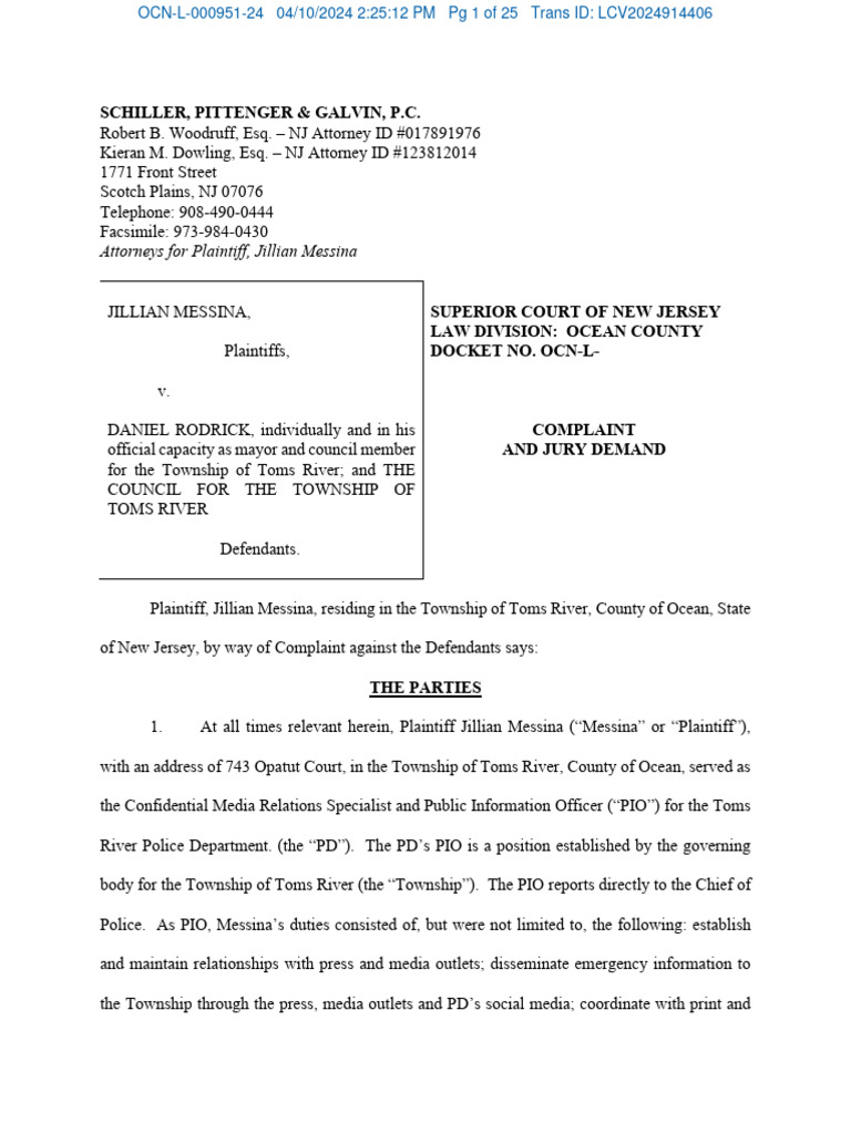 Jillian Messina Vs Daniel Rodrick Et Al | PDF | Damages | Punitive Damages