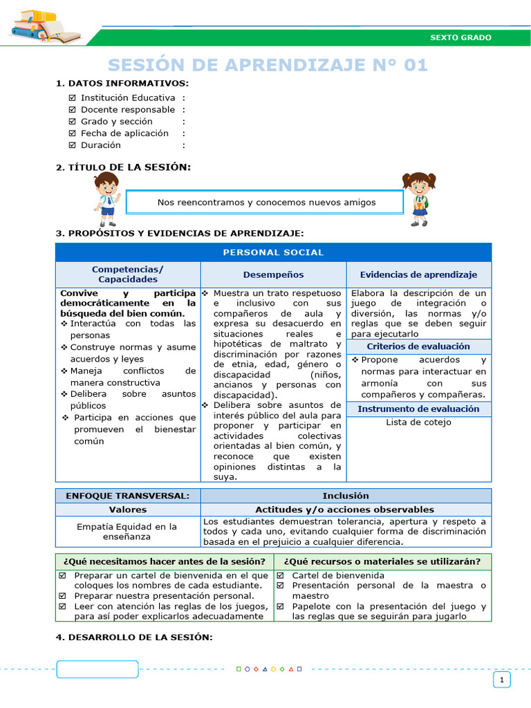 6° GRADO Sesiones de Aprendizaje - EDA I Semana 2 - Editora Quipus Perú | PDF | Evaluación ...
