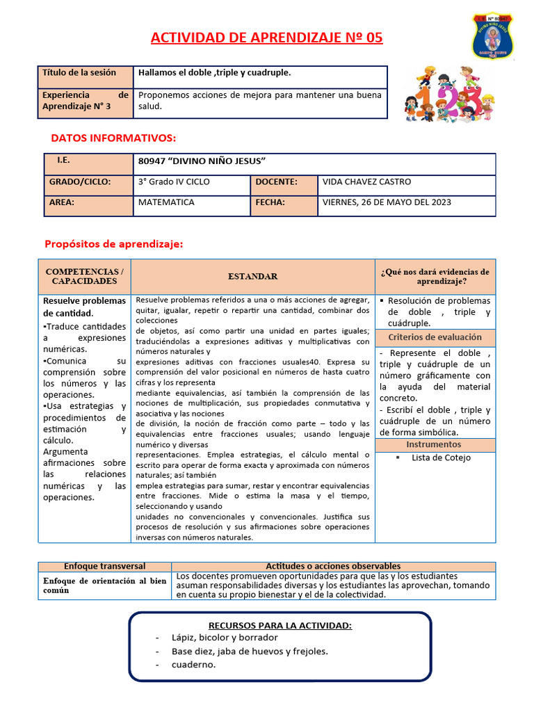 ACTIVIDAD DE APRENDIZAJE Viernes 26 de Mayo MATE | PDF | Aprendizaje | Números