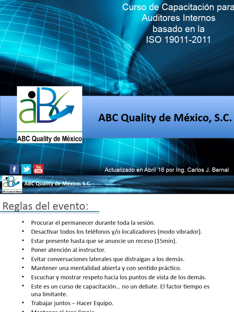 Curso Intensivo para AI ISO 19011-2011 (Genérico) | PDF | Calidad ...