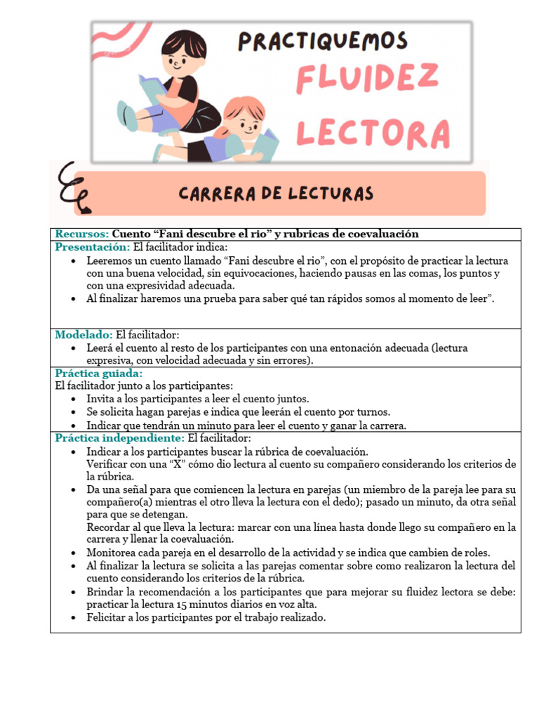 Manual para Prácticar Fluidez Lectora - Taller 2023 | PDF | Honduras