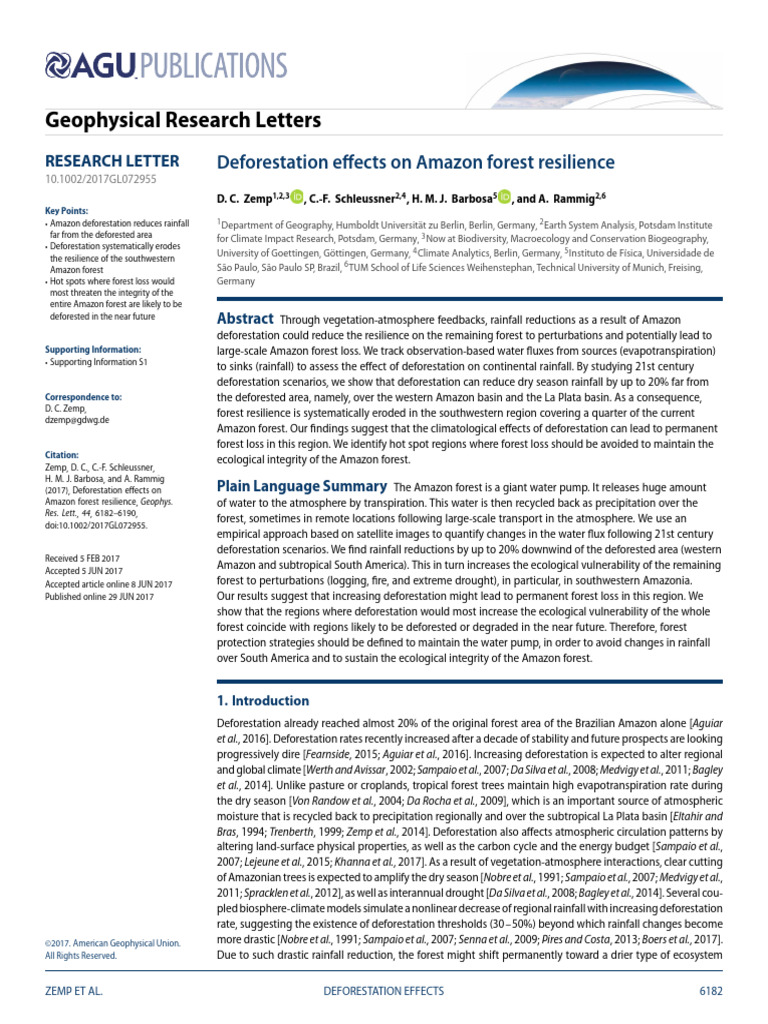 Zemp Et Al-2017-Geophysical Research Letters | PDF | Deforestation ...