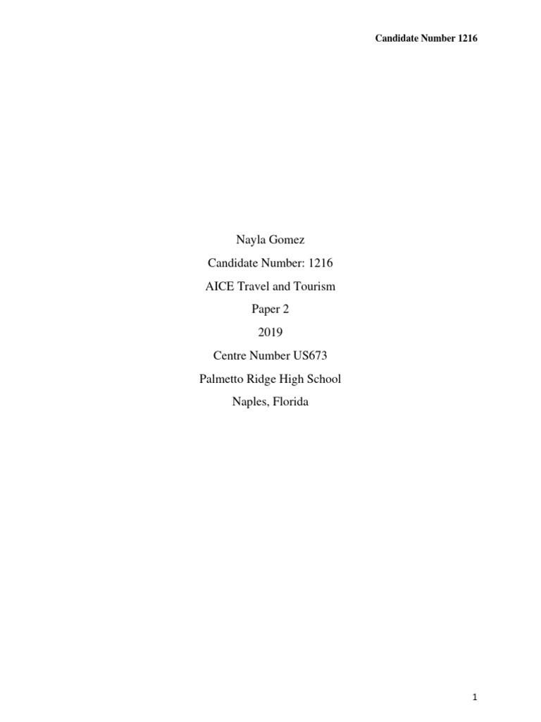 Aice Travel Tourism Portfolio - Mar 3700 | PDF | Risk | Allergy