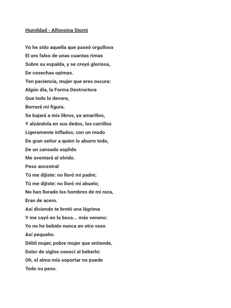 Humildad - Alfonsina Storni | PDF