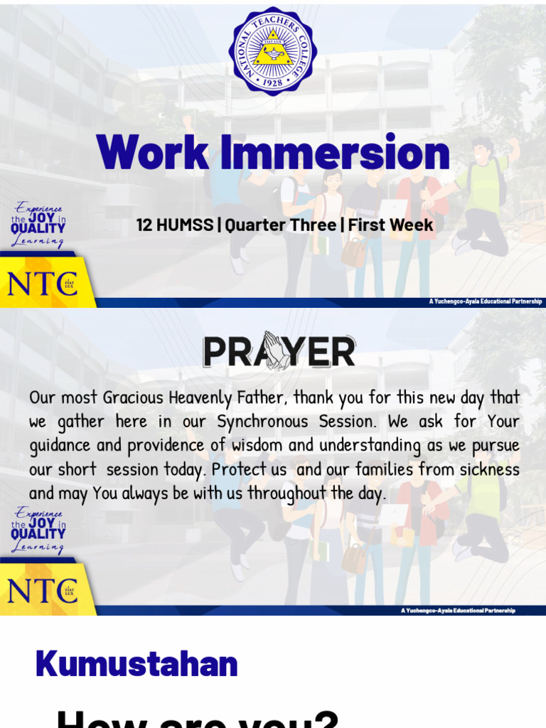 Work Immersion - Quarter 3 Week 1 | PDF | Social Psychology | Psychology