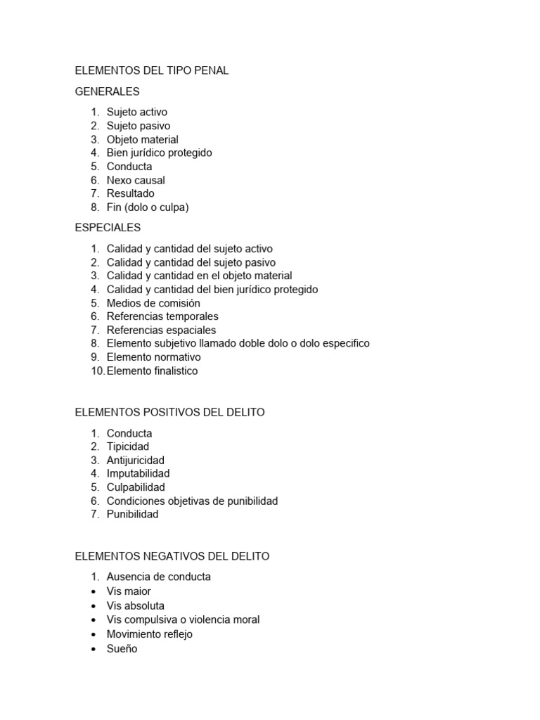 Elementos Del Tipo Penal | Descargar gratis PDF | Conceptos legales ...