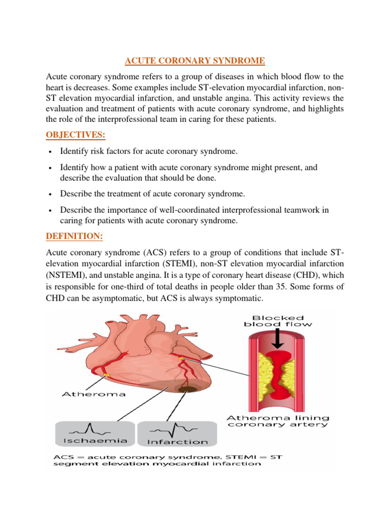 Acute Coronary Syndrome Overview | PDF | Myocardial Infarction ...