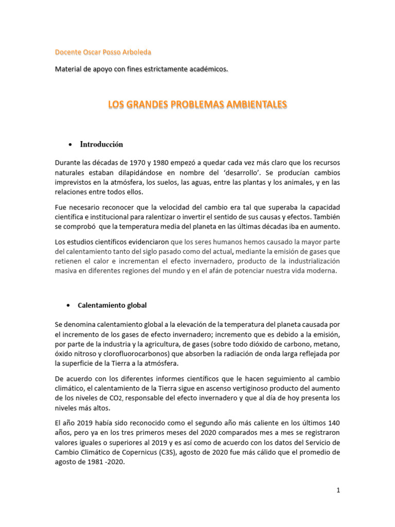 2-Los Grandes Problemas Ambientales | PDF | Gases de efecto invernadero ...