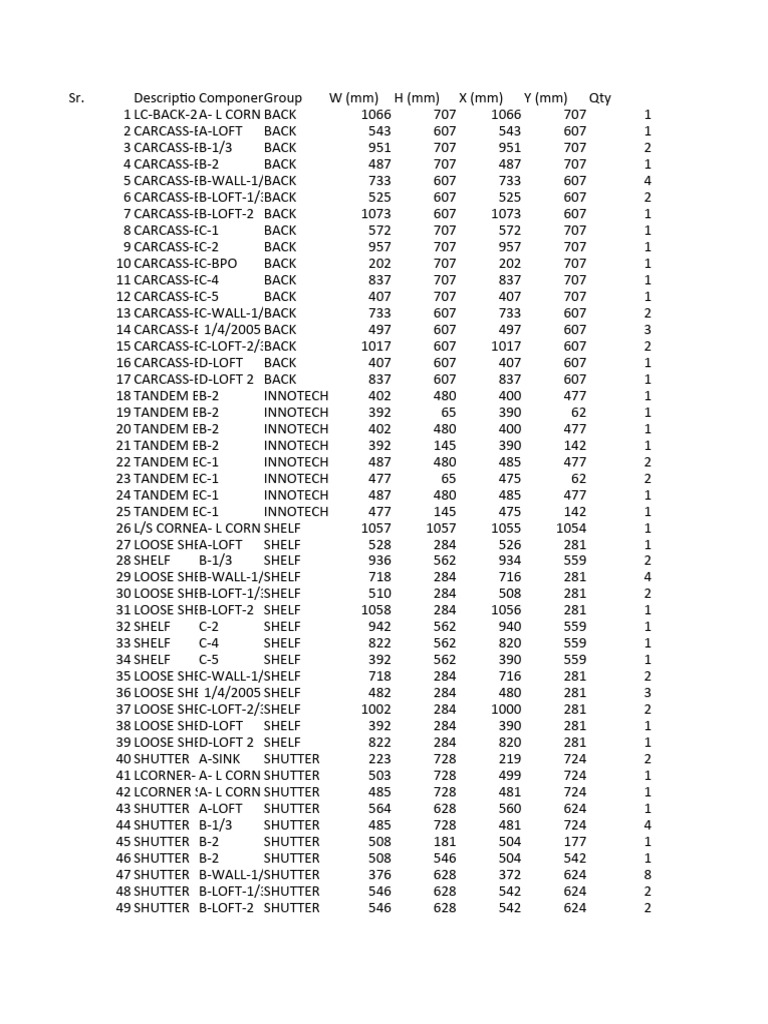 Cut List Export 525 | PDF | Home & Garden | Technology & Engineering