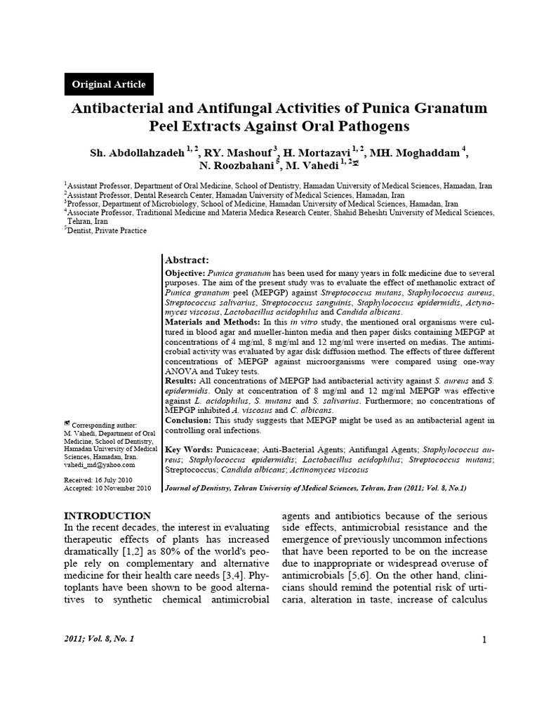 Antibacteril and Antifungal Activities of Punica Granatum Peel Extracts ...