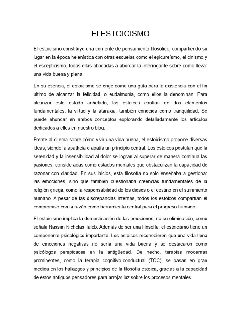 El ESTOICISMO | Descargar gratis PDF | Estoicismo | Virtud