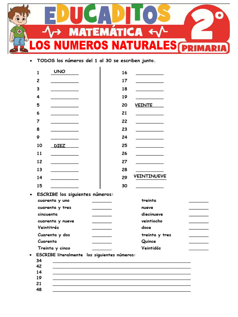 Los Numeros Naturales para Segundo Grado de Primaria | PDF