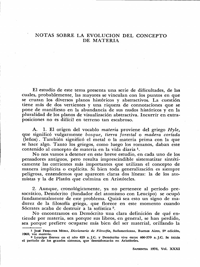 Concepto de Materia (Hylé) | PDF | Importar | Aristóteles