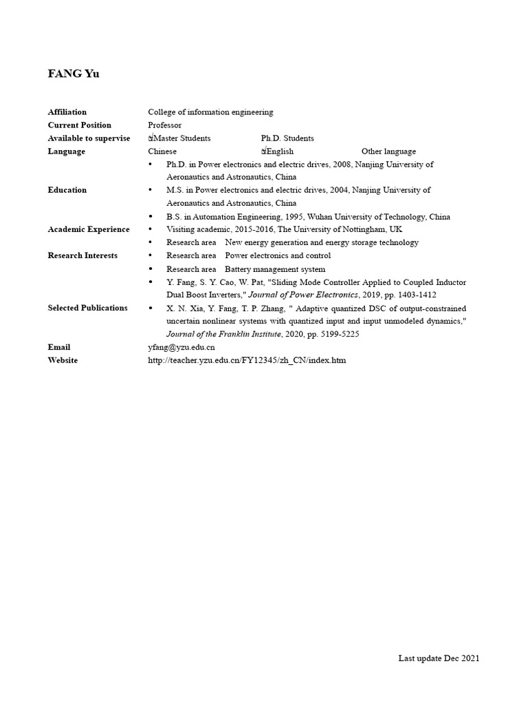 FANG Yu | PDF