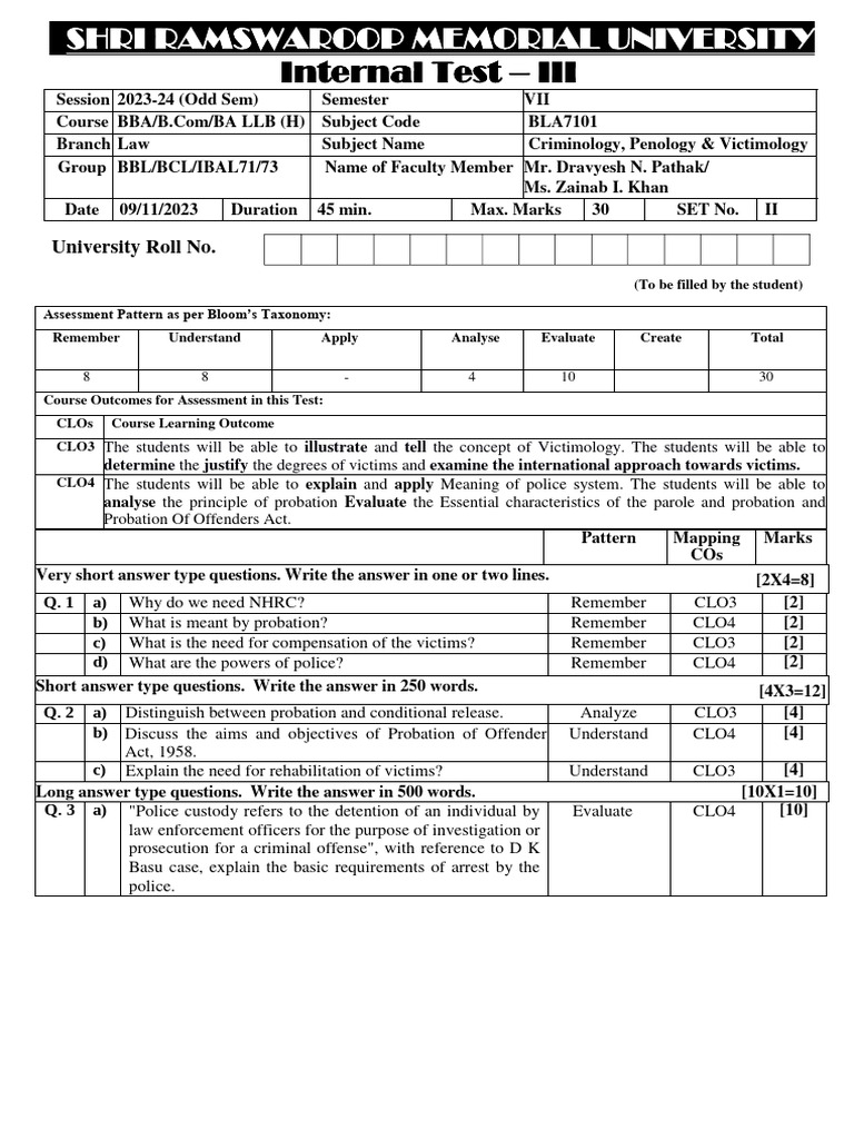 Criminology IT 3 Set 2 | PDF | Crimes | Crime & Violence