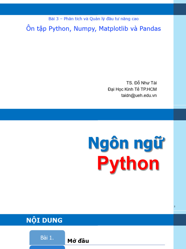 03 Phan Tich Dau Tu Nang Cao - Python Numpy Matplotlib Pandas | PDF