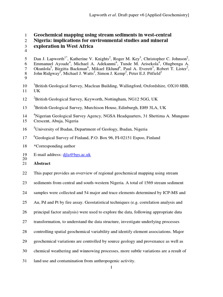 Geochemical Mapping Using Stream Sedimen | PDF | Sedimentary Rock | Geochemistry