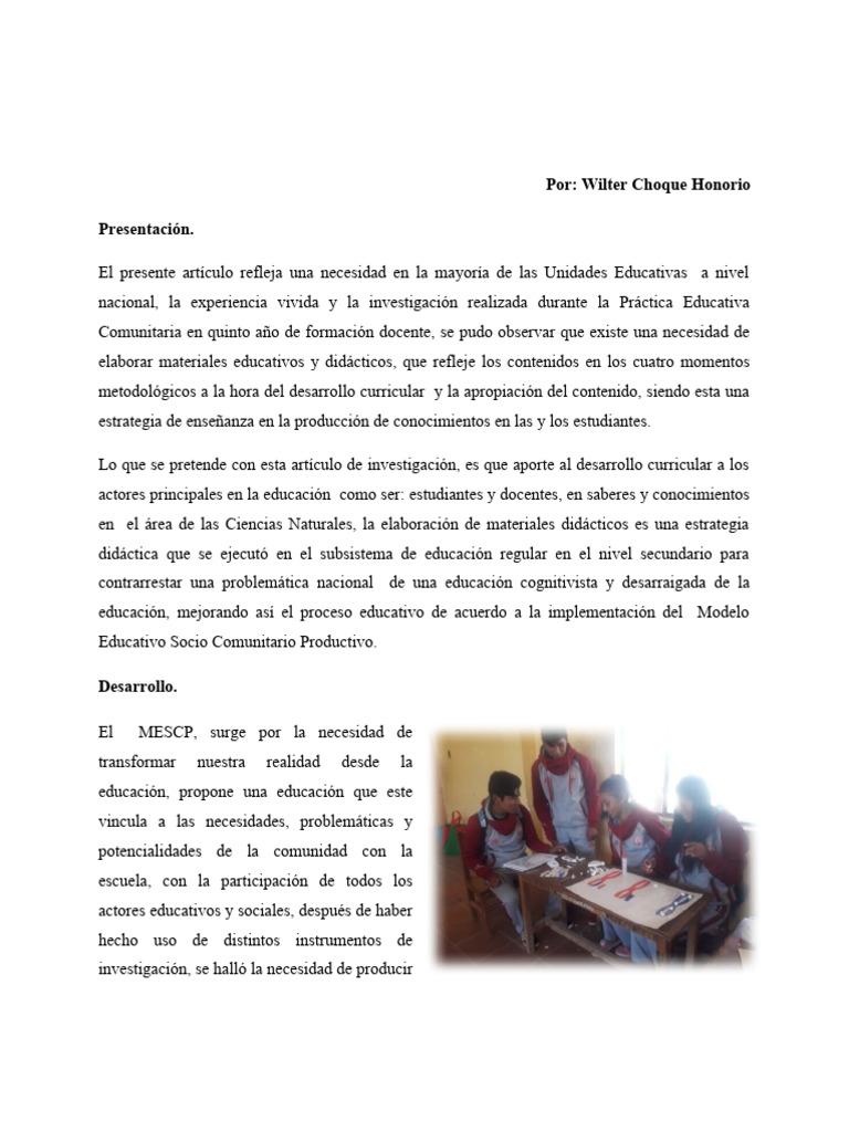 Articulo Wilther | PDF | Enseñando | Maestros