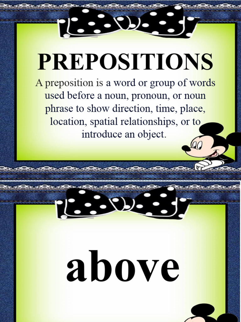 Prepositions and Phrases for Grade 5 | PDF | Preposition And ...
