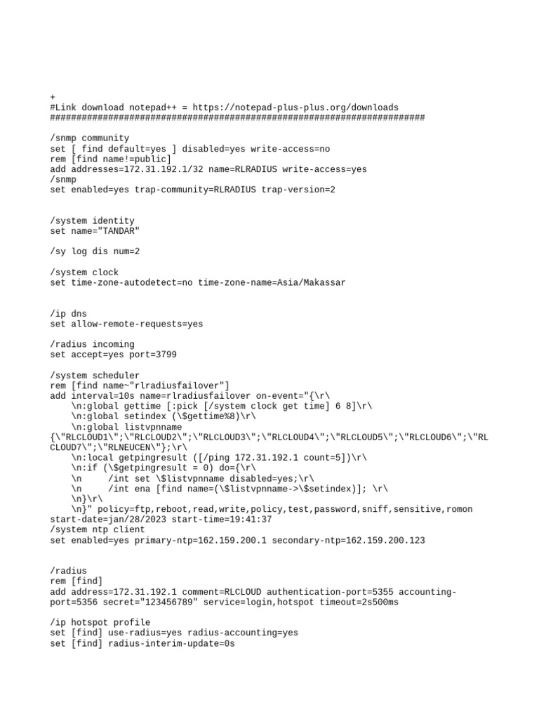 Script Mikrotik TANDAR | PDF | Internet Protocols | Cyberspace
