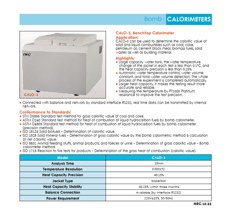 Calo-3 Spec | PDF | Fuels | Combustion