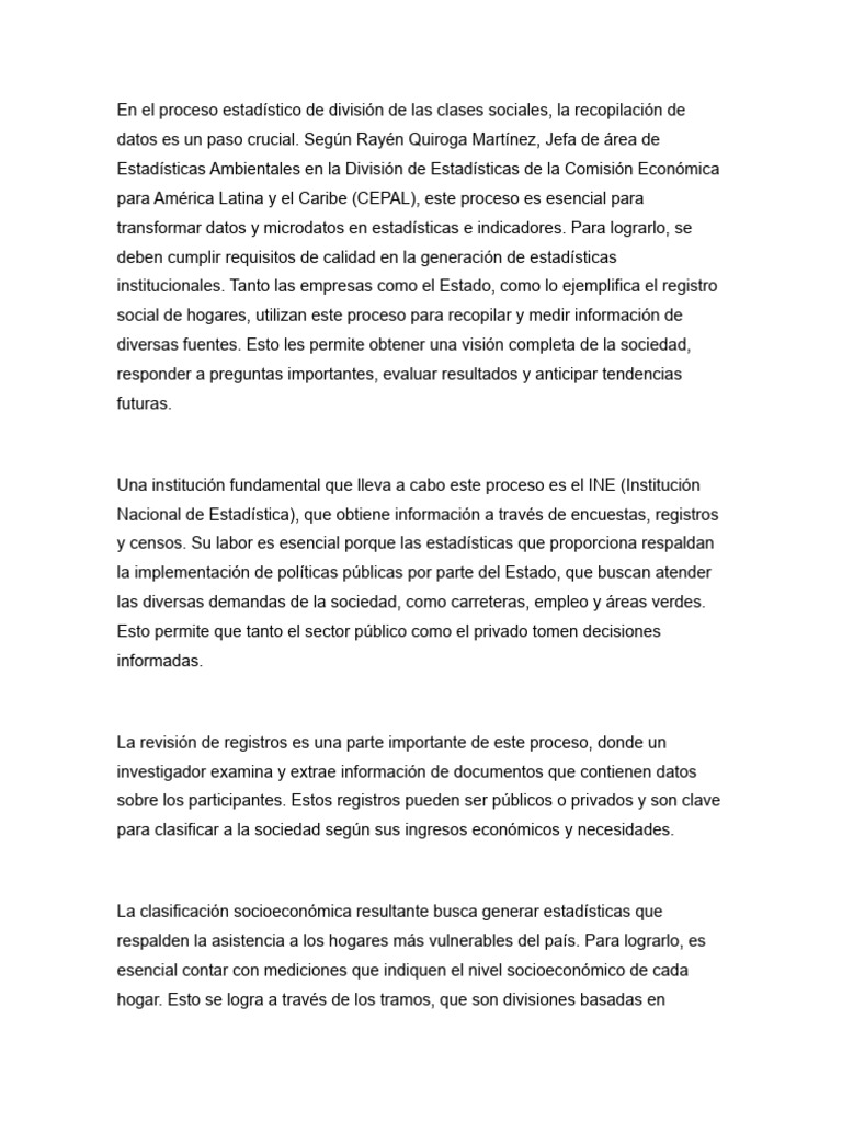 En el proceso estadístico de división de las clases sociales | PDF ... En el proceso estadístico de división de las clases sociales | PDF ...