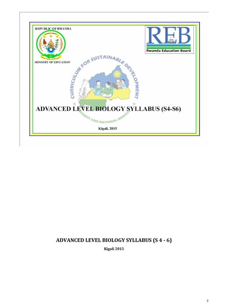 Biology For Advanced Level (S4-S6) - 2015 | PDF | Educational ...