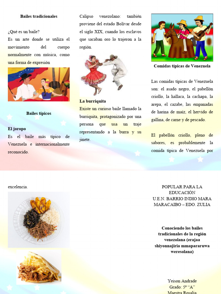 Bailes tradicionales triptico | PDF | Venezuela | Cocinando