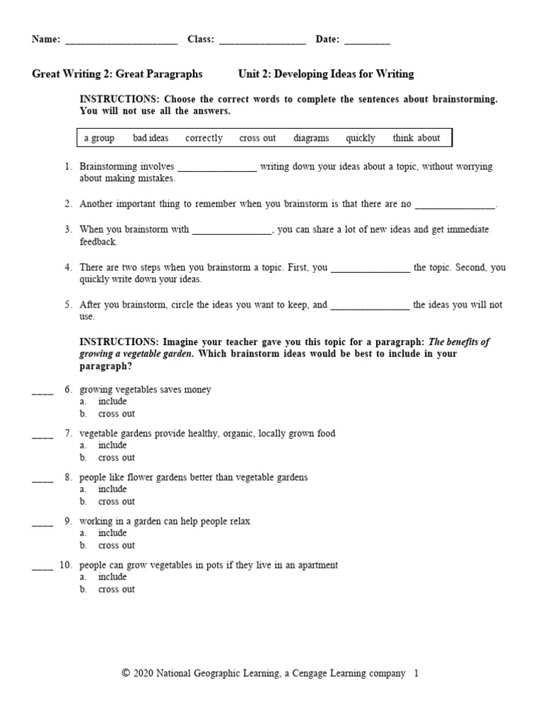 great_writing_5e_level_2_unit_2_exam_view_test | PDF | Brainstorming ... great_writing_5e_level_2_unit_2_exam_view_test | PDF | Brainstorming ...