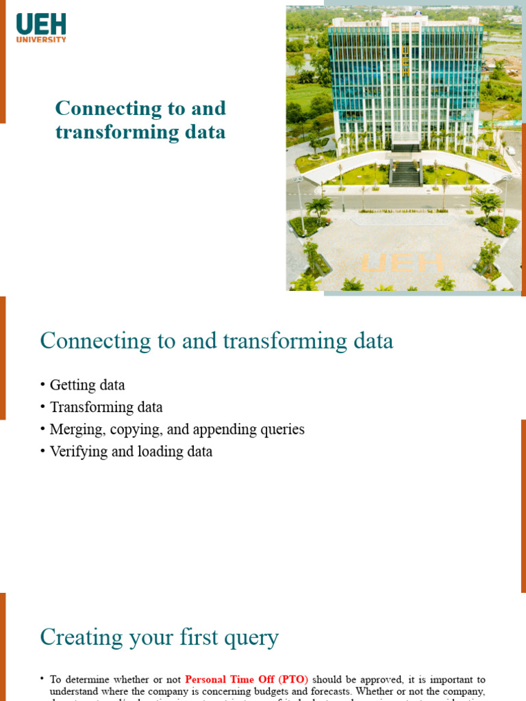 Connecting To and Transforming Data | PDF | Databases | Microsoft Excel