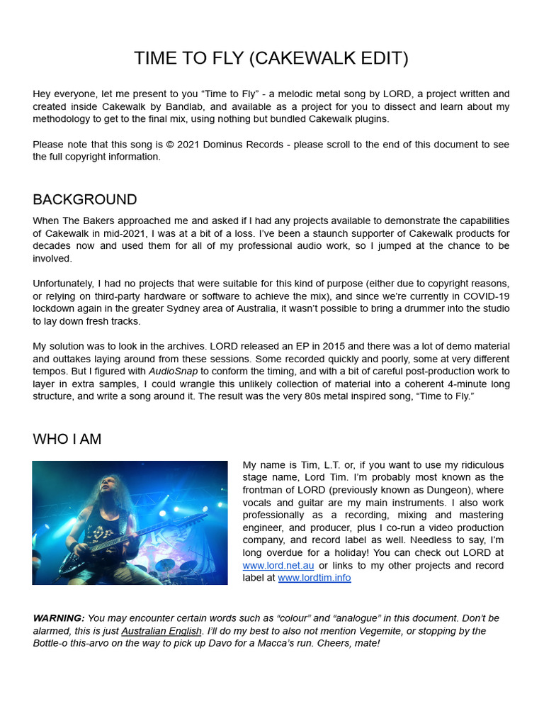 Time To Fly - Project Breakdown | PDF | Drum Kit | Sound Production ...
