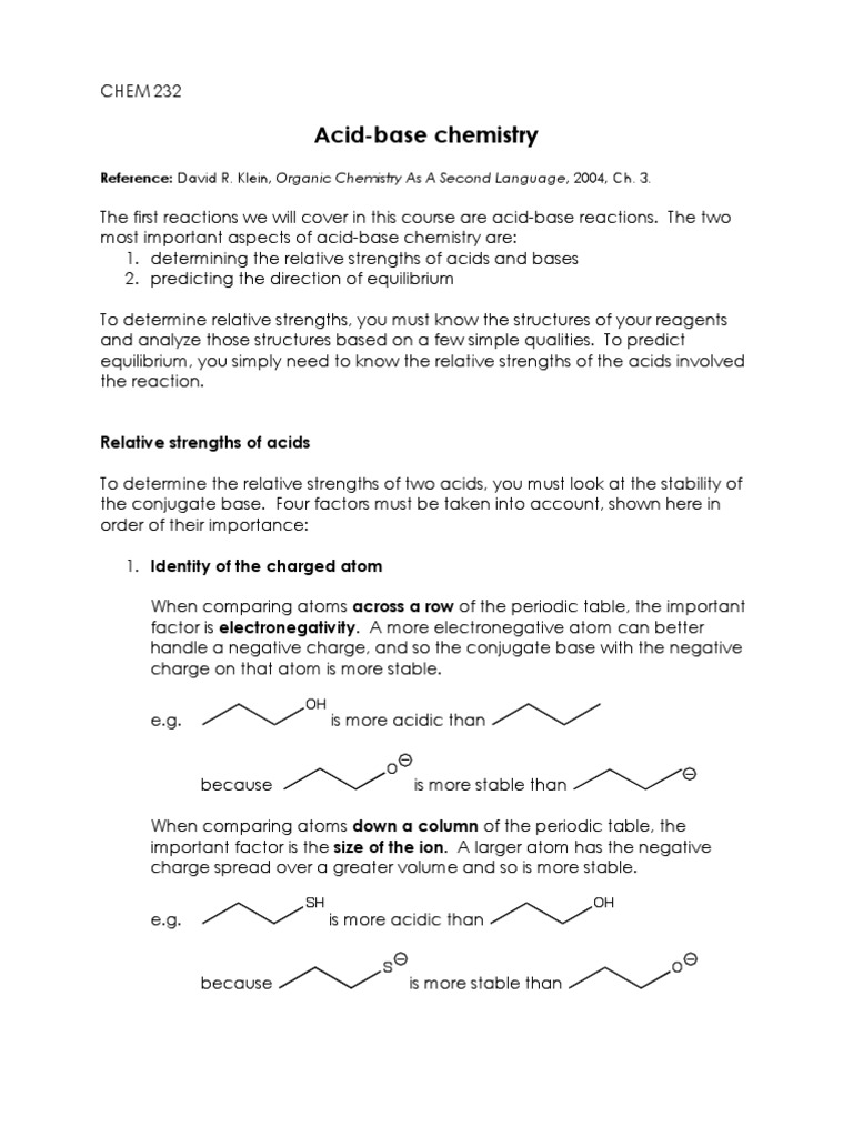 Acid-Base Chemistry: Relative Strengths of Acids | Download Free PDF | Acid | Acid Dissociation ...