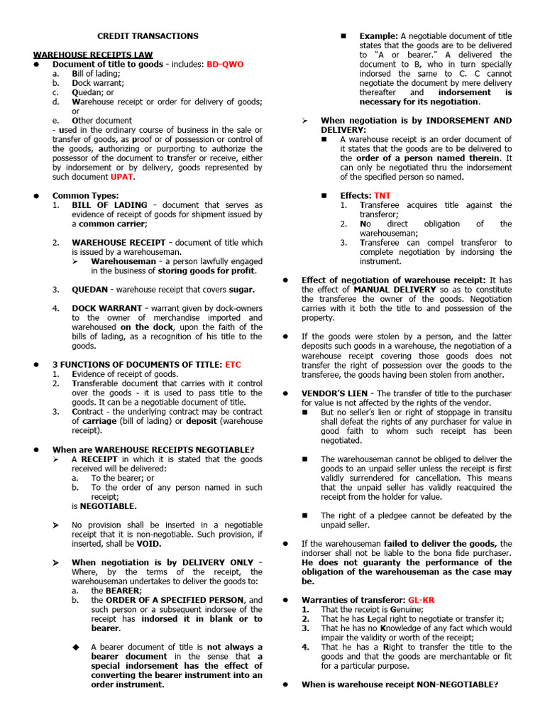 Credit Transactions and Other Laws | PDF | Mortgage Law | Letter Of Credit