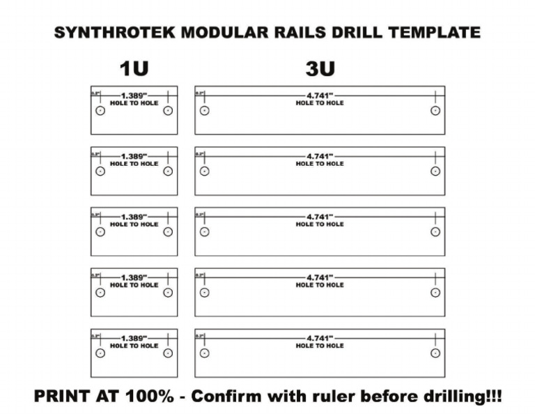Synthrotek Eurorack Rails Drill Template | PDF
