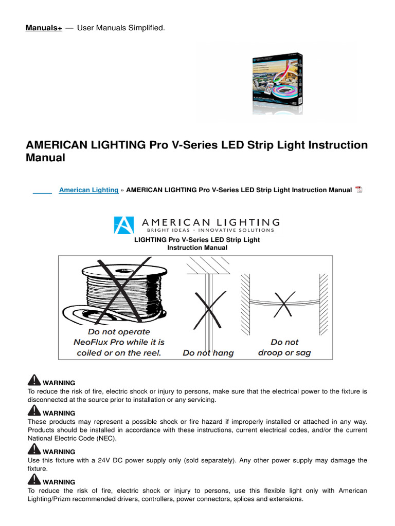 Pro V Series Led Strip Light Manual | PDF | Power Supply | Electrical ...
