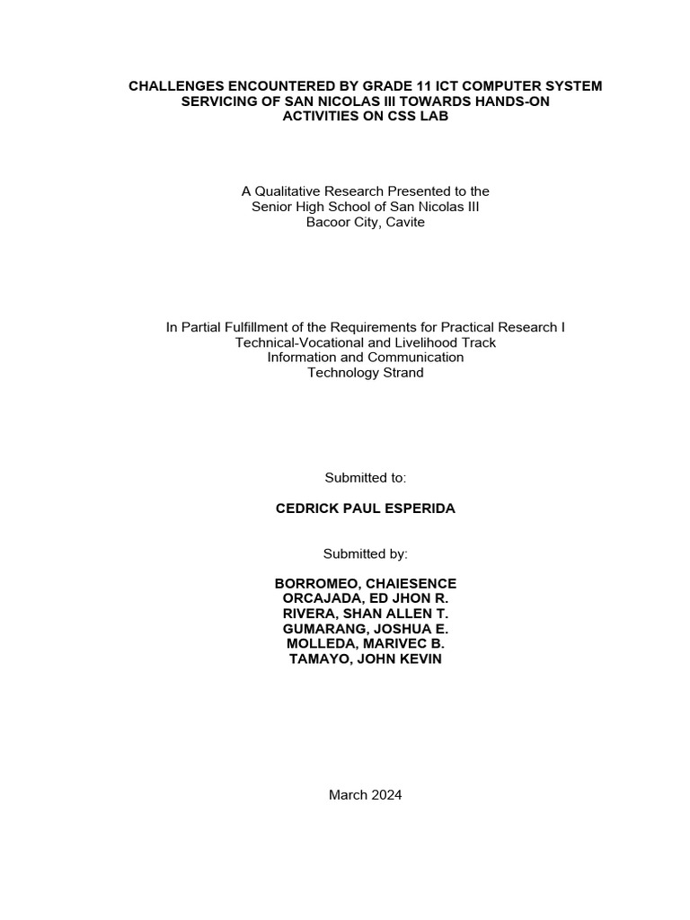 Challenges in Grade 11 ICT Hands-On Activities | PDF | Information And ...