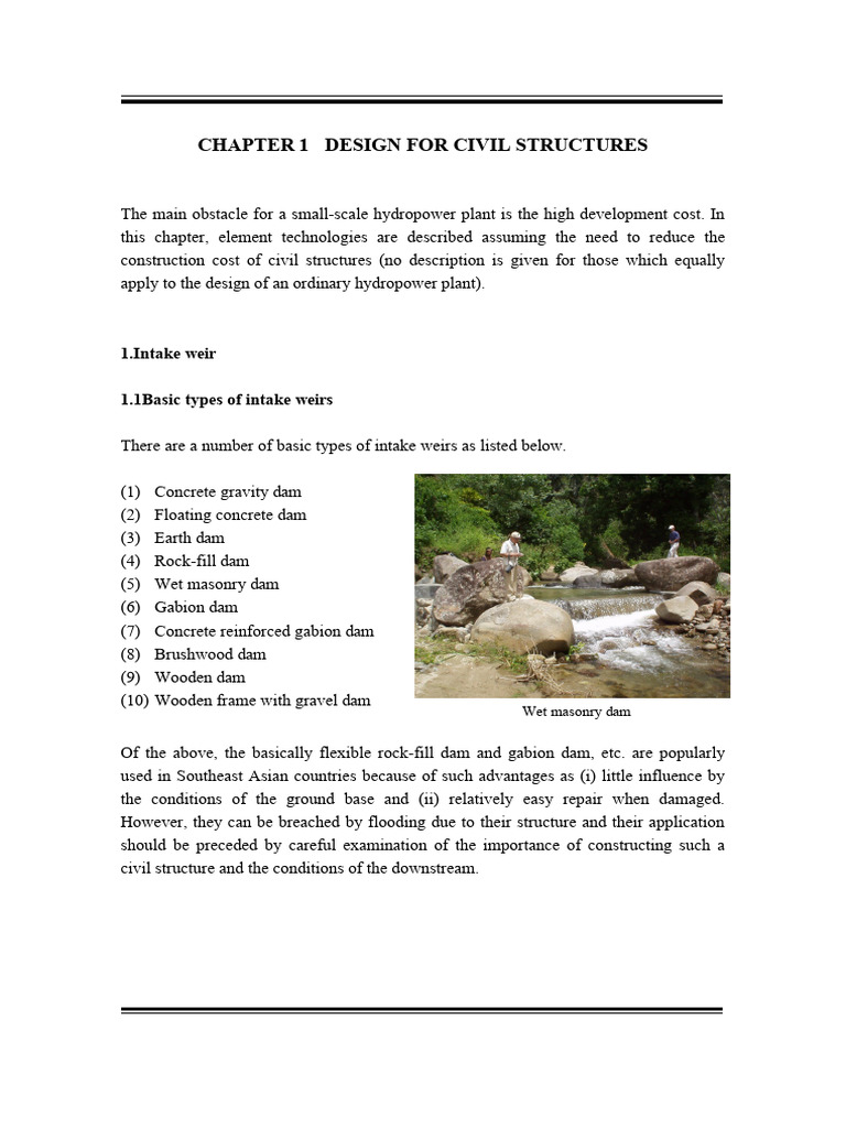 Civil Structure Design for Hydropower | PDF | Dam | River