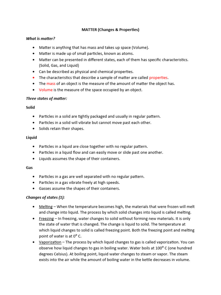 Science Reviewer MATTER | Download Free PDF | Liquids | Gases